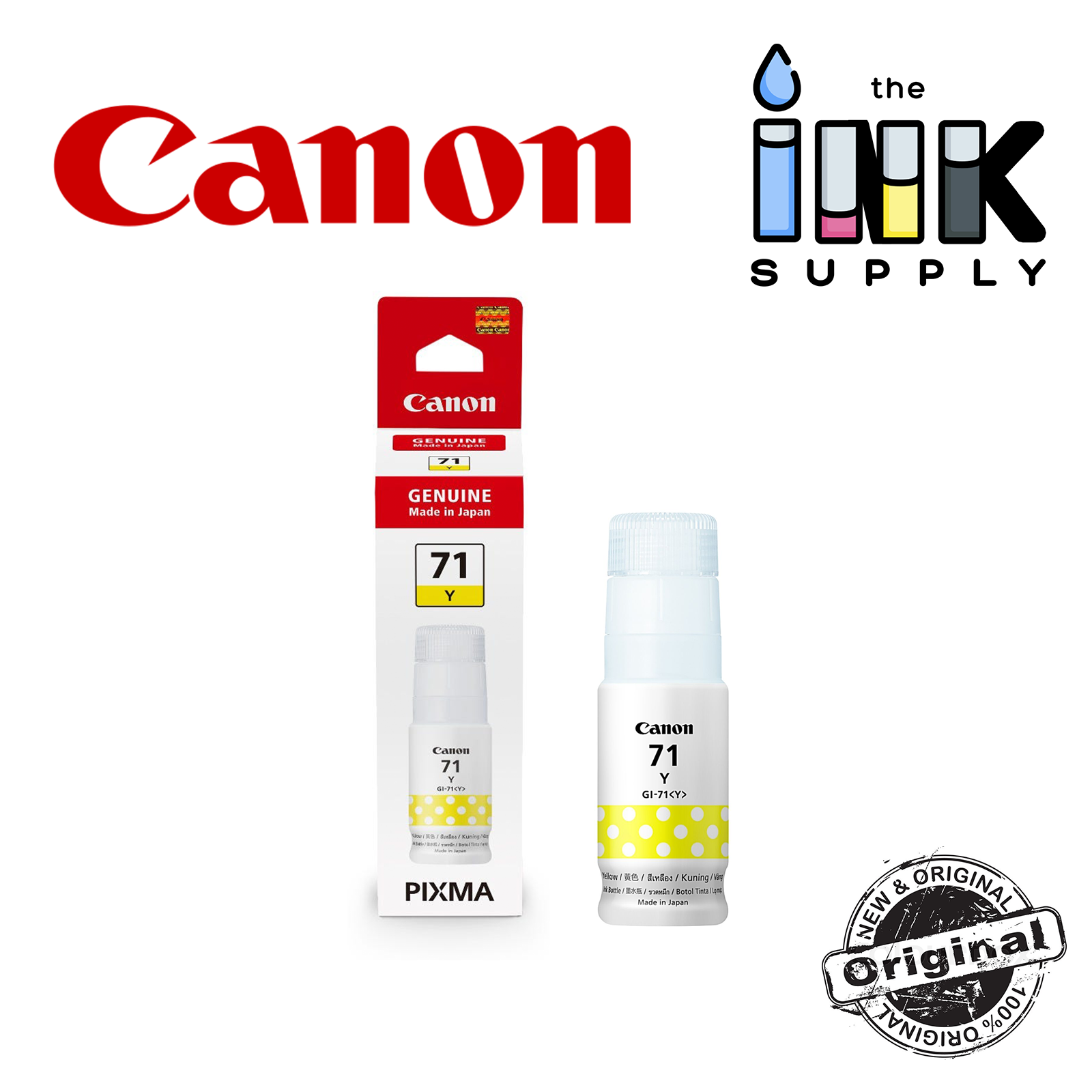 Canon GI 71 Original Ink Refill Yellow Ink for PIXMA G1020 / G2020 ...