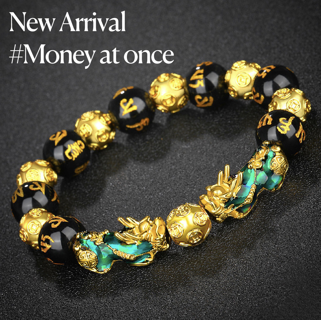 [Original High quality]Chinese Feng Shui Black obsidian Gold Wealth ...