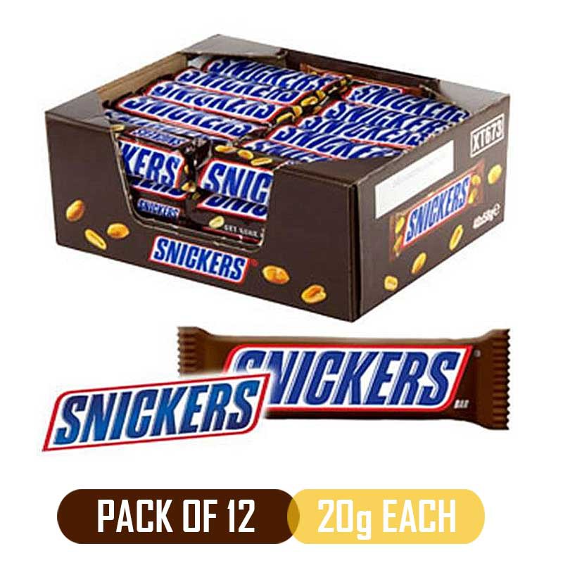 12pcs (1box) Snickers Classic Singles Peanut Chocolate Bar 20g | Lazada PH