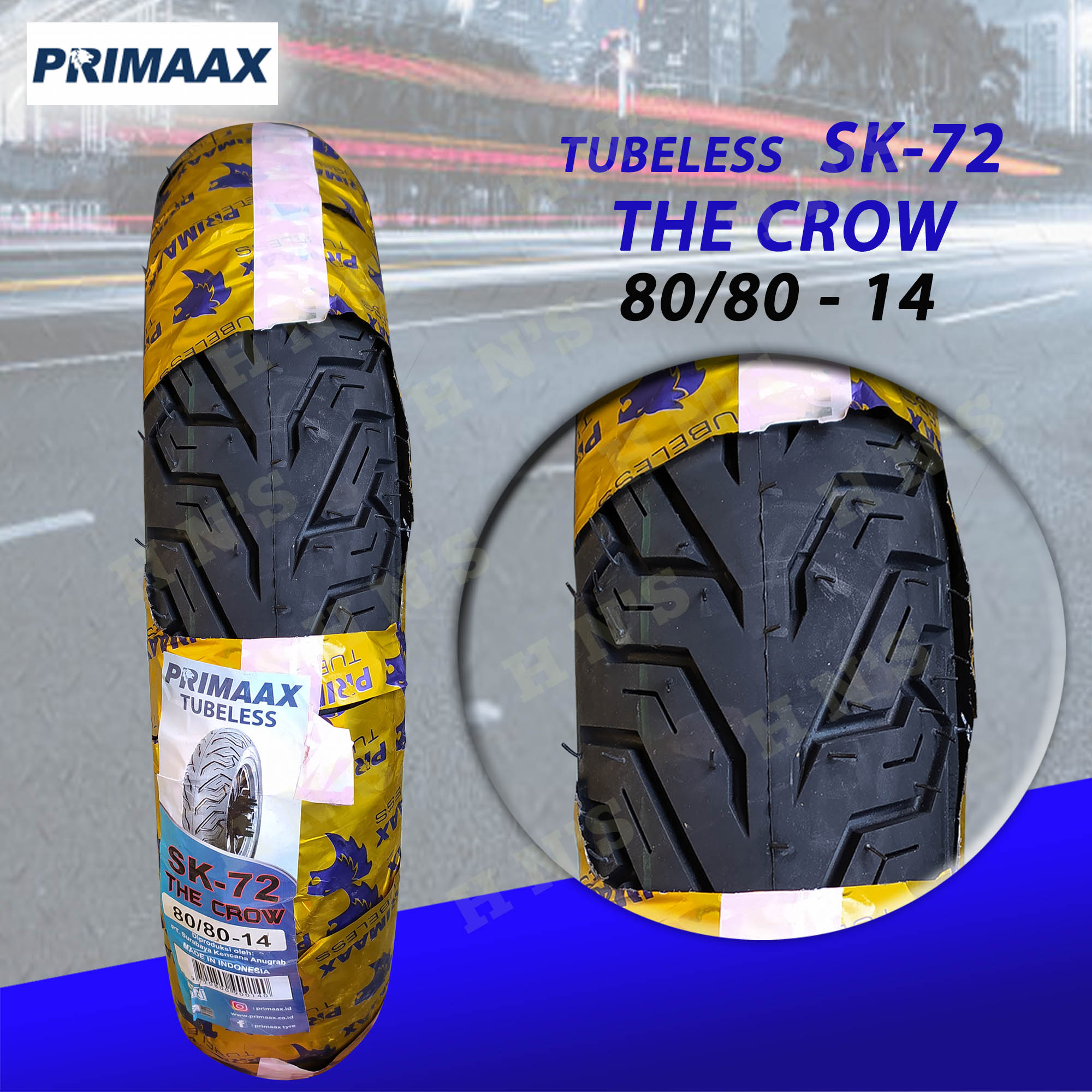 PRIMAAX Tubeless Tires SK-72 RIM14 ( 80/80-14 , 80/90-14 , 90/80-14 ...