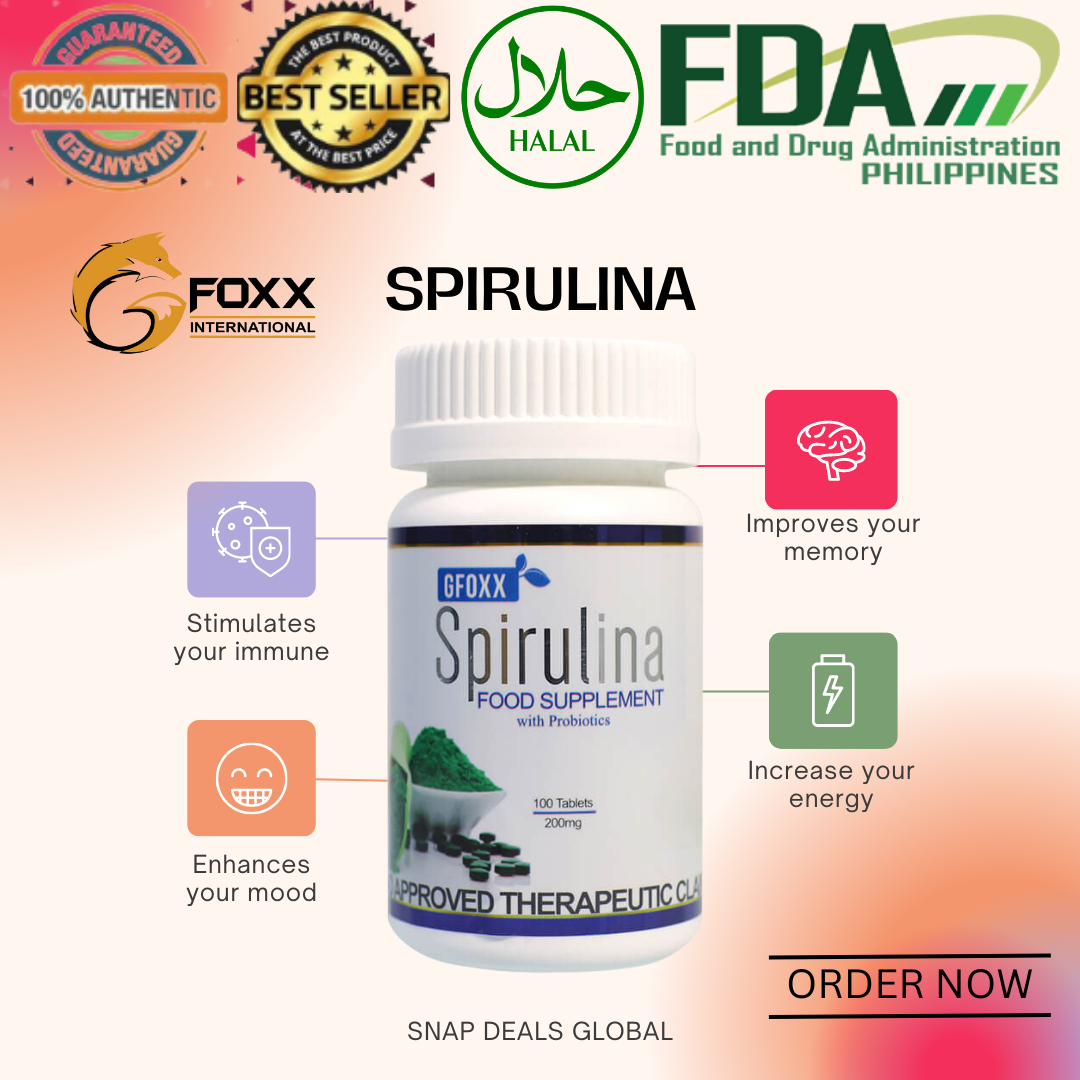 GFOXX ORIGINAL Spirulina Food Supplement with Probiotics 100 tablets x ...