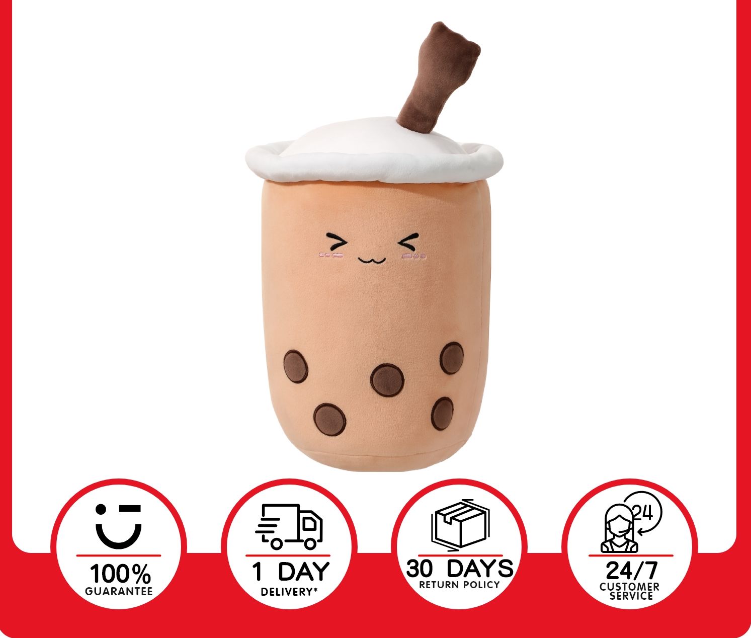 MINISO Beverages/Food Series Pillow Strawberry Milk Tea Shake Plush ...