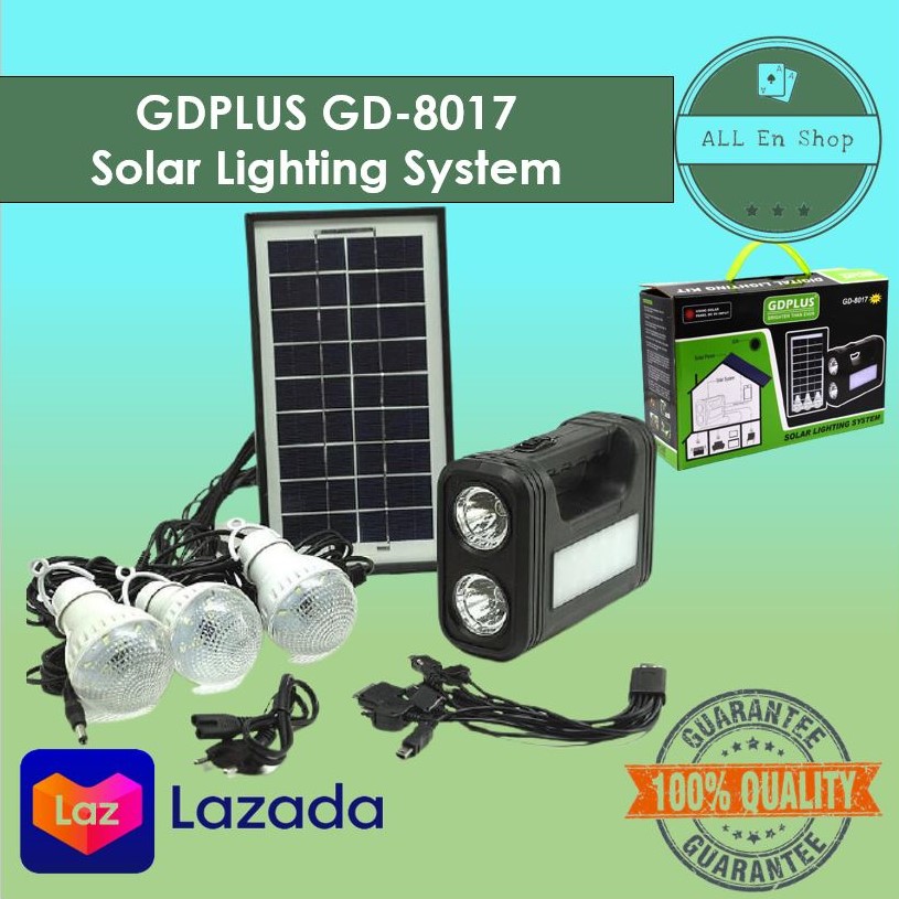 Portable Solar Lighting System GD Plus GD-8017 with 3 Bulbs Mobile ...