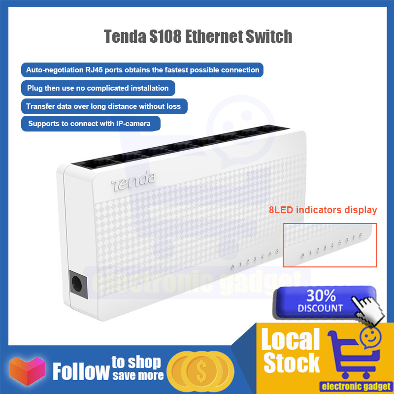 【Manila Spot】Tenda S108 USB Ethernet Switch 8 Ports 10/100Mbps LAN Hub ...