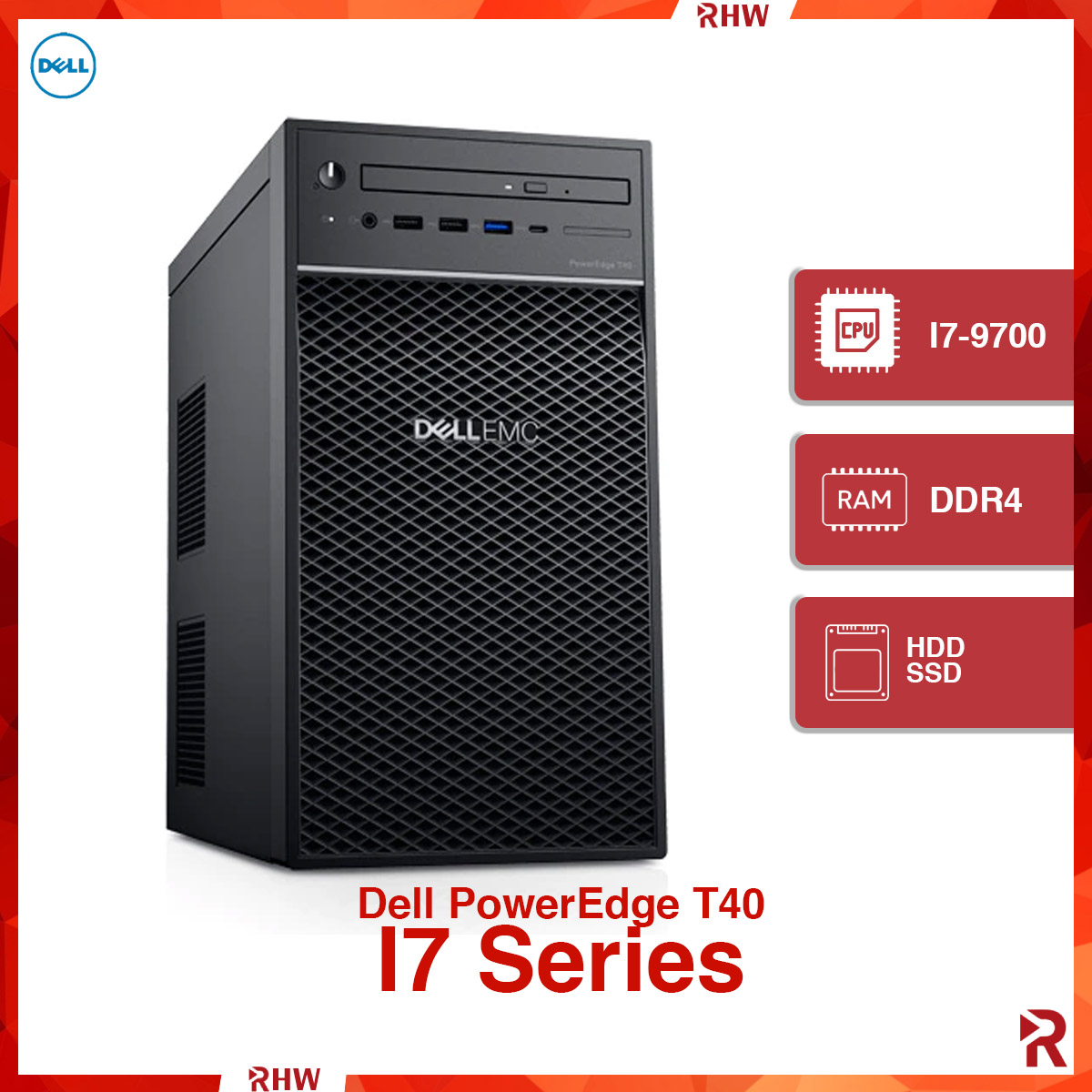 Tower Type Server Dell PowerEdge T40 Intel Core I7-9700│DVDRW│300W ...