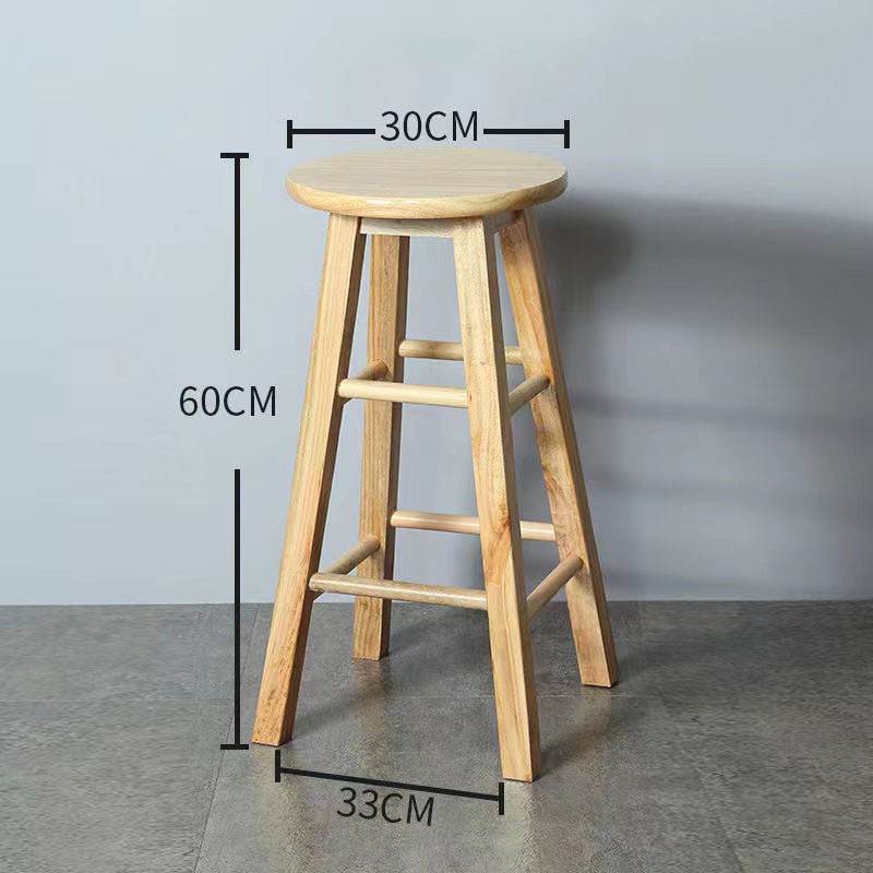 Nordic Bar Stool Chair Solid Wood Home Store High Round Dining Chairs ...