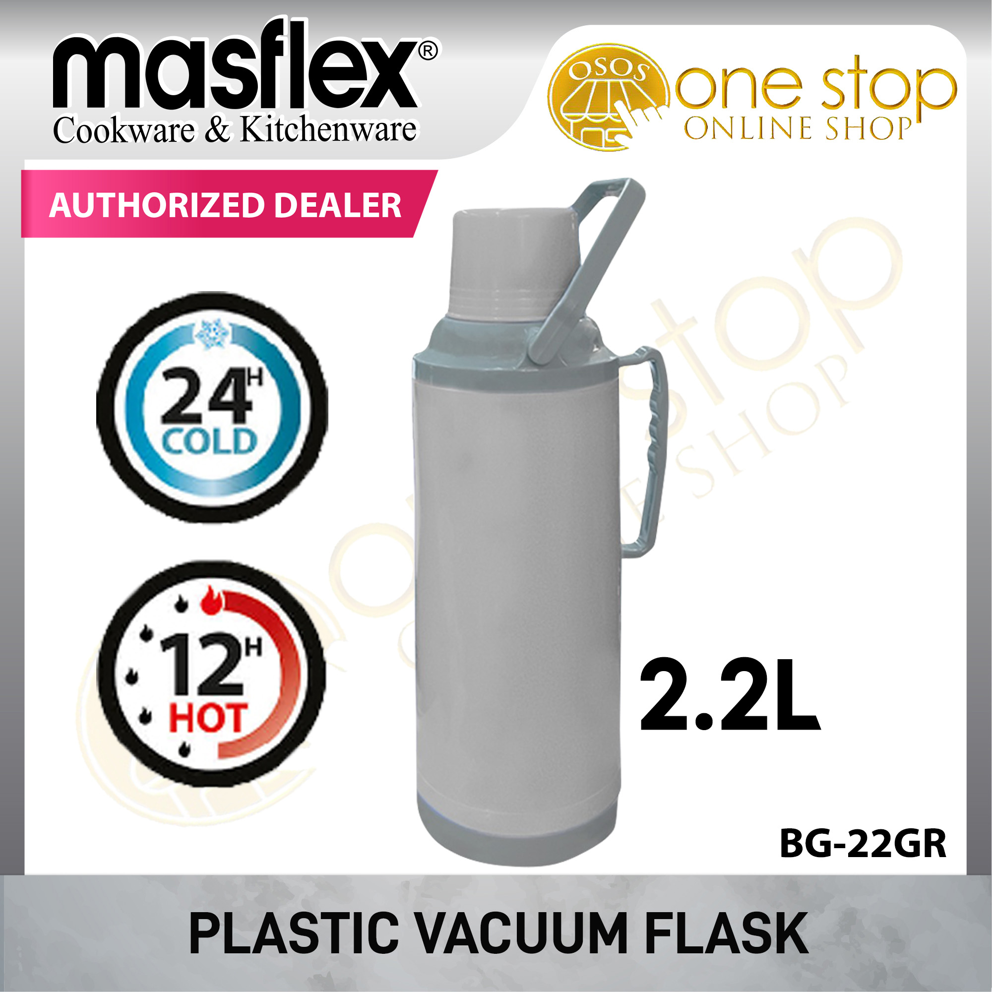 Masflex Original 2.2 Liter Plastic Vacuum Flask / Thermal Flasks Gray BG-22GR *OSOS* | Lazada PH