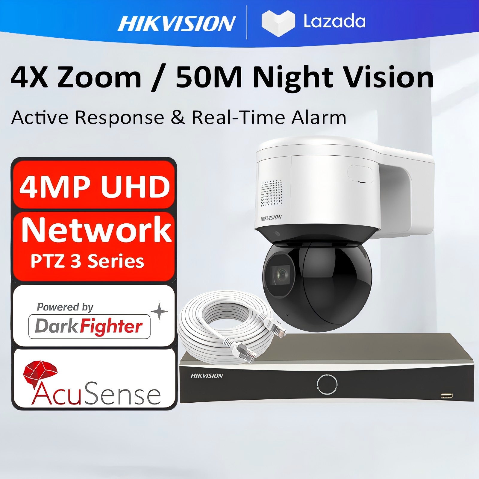 Hikvision PTZ 4MP 4X Zoom IR Mini PT Dome IP Camera Two-way Talk ...