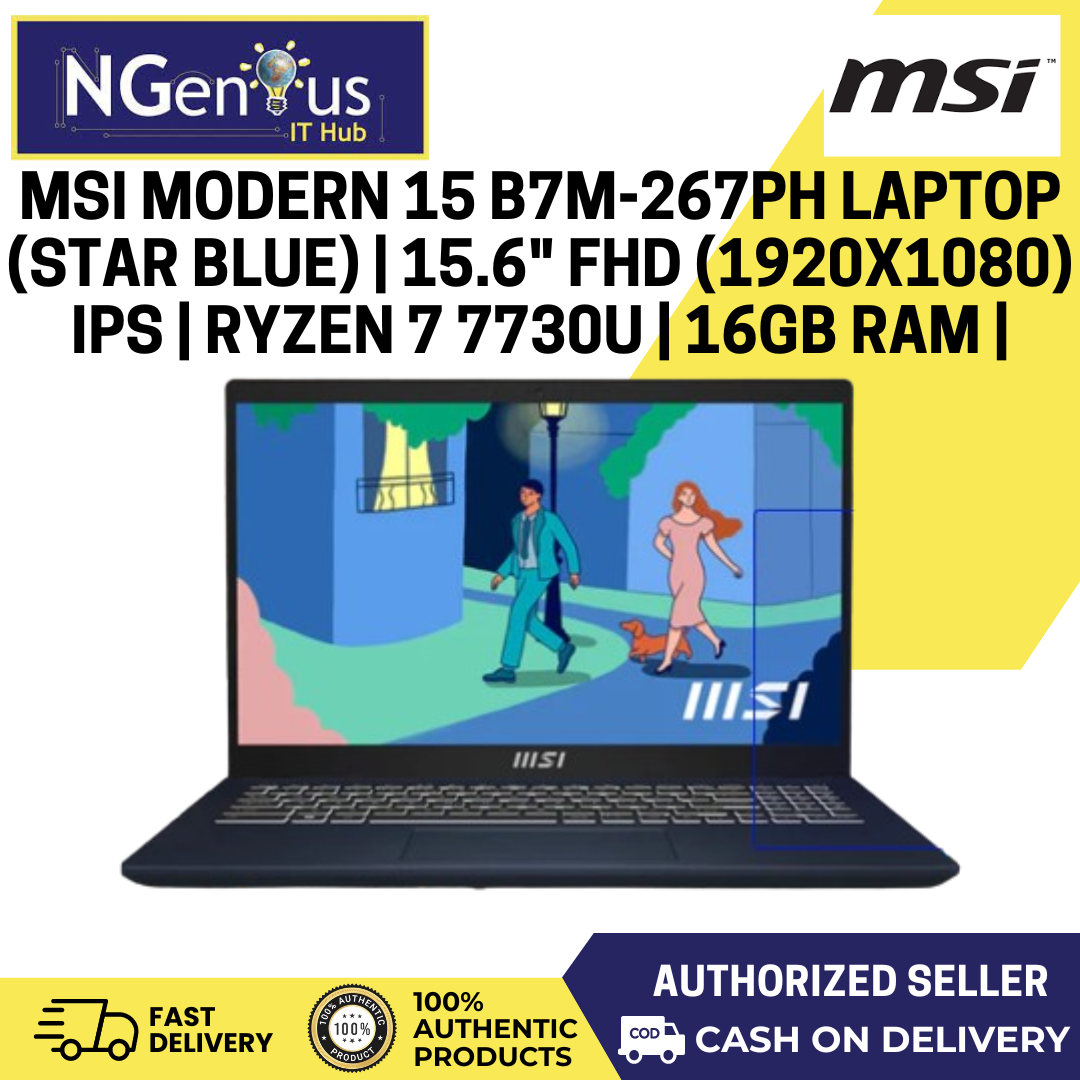 MSI Modern 15 B7M-267PH Laptop (Star Blue) | 15.6" FHD (1920x1080) IPS ...
