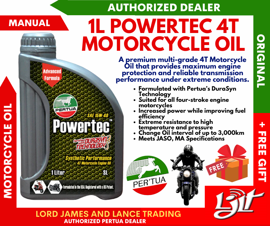 POWERTEC 4T MOTORCYCLE OIL 1 LITER + FREE GIFT | Lazada PH