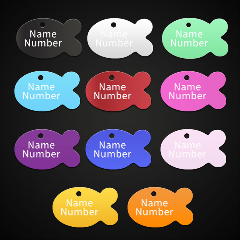 Pet Tag Cat Tag Fish type Personalized Name Engraved ID Tags For Fish ...