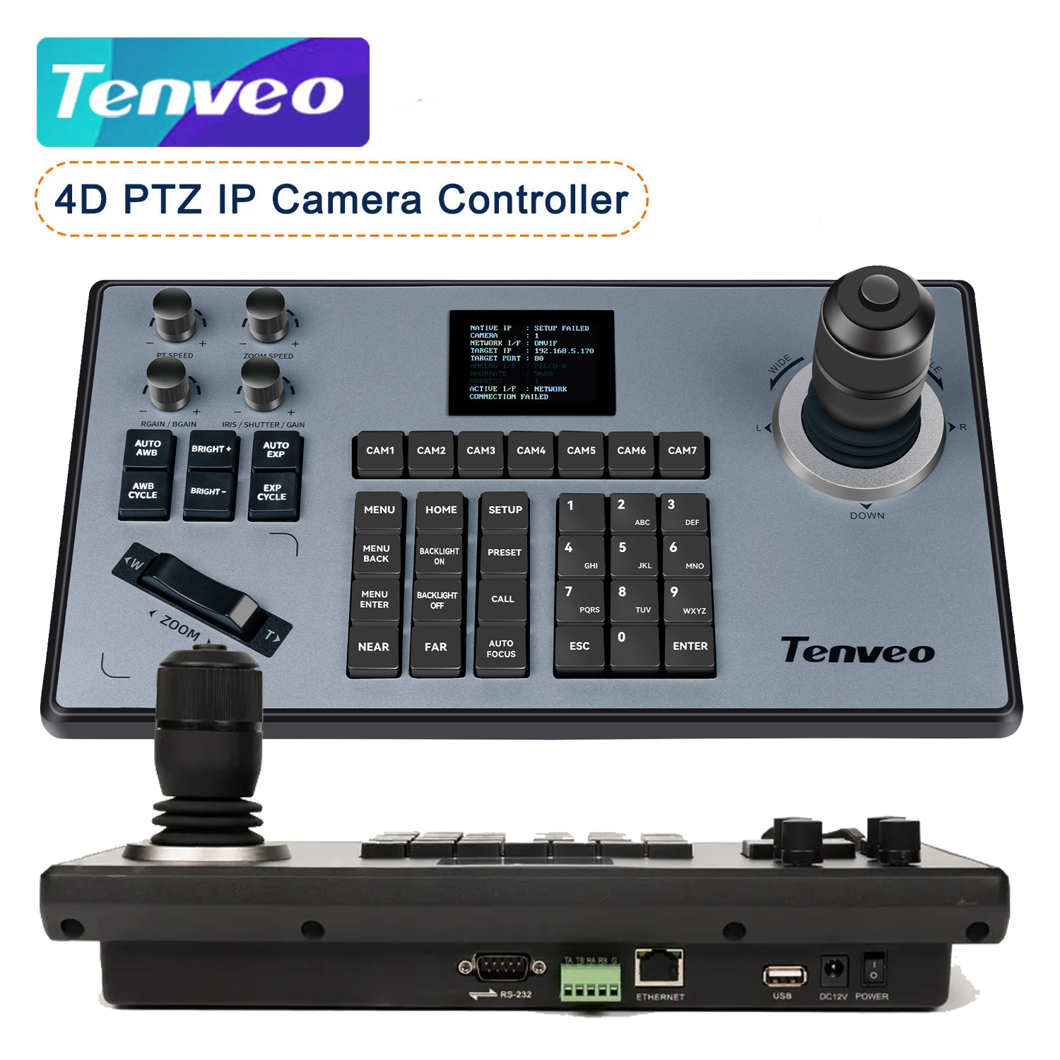 Tenveo KB200 PTZ Controller IP Camera Controller Joystick with Visca ...