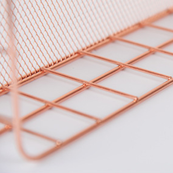 Simplicity Style Rose Gold Metal Iron Storage Basket Combination Holder ...