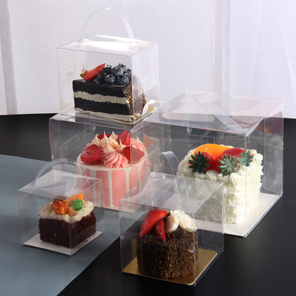 202250Sets Cake Boxes Transparent Dessert Box With Handle Pastry ...