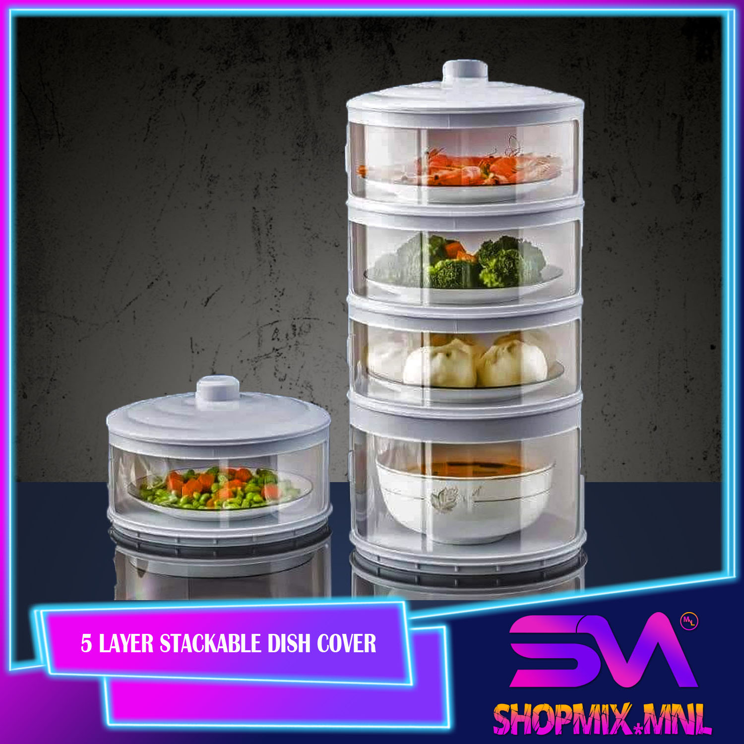 SHOPMIX Stockable 5 Layer Food Storage Cover Multilayer Sliding Door ...