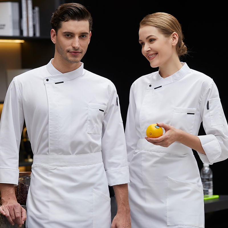 Cotton Chef Uniform for Men Long Sleeve Catering Uniform for Women ...