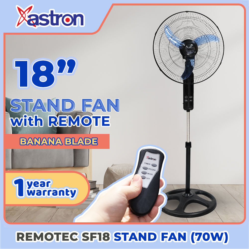 Astron Remotec SF18 18" Stand Fan with Remote and Timer | Transparent ...