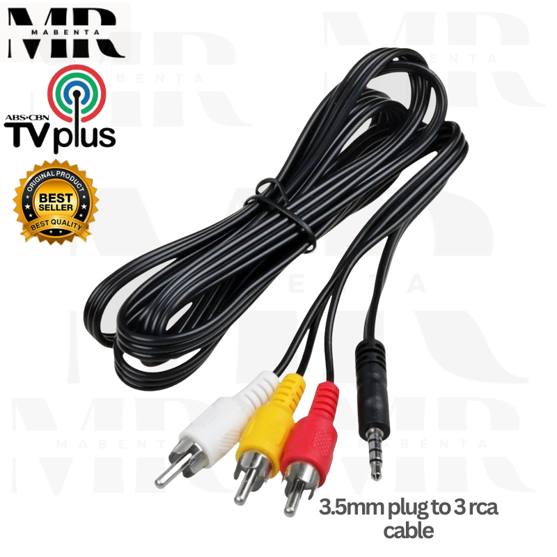 TV Plus 1.5m Jack Audio/Video Cable Jack 3.5mm plug to 3 rca cable ...