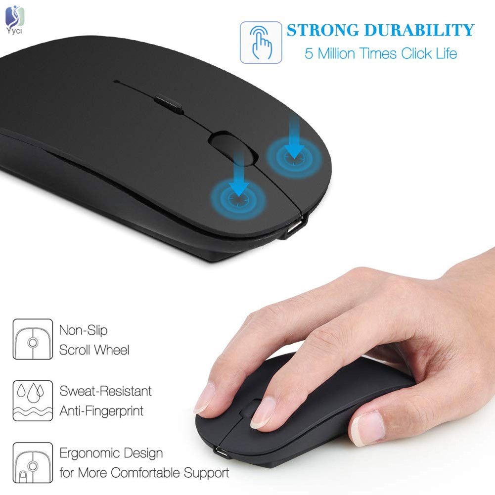 Yy Wireless Mouse Chargeable Ultra-silent Click Optical Mouse Mice with ...
