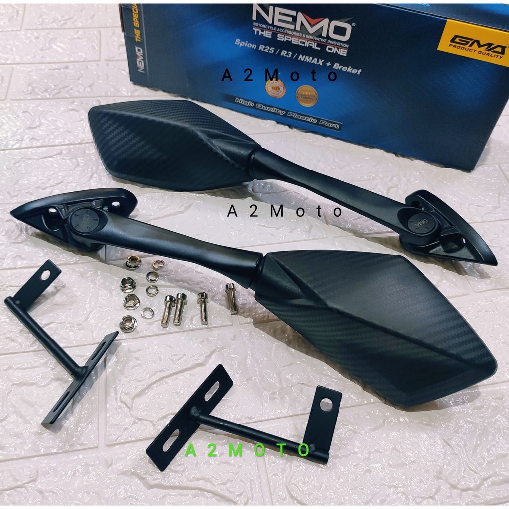 Side Mirror w Bracket For NMAX 2020 V2 V1 CBR Ninja R25 Type NEMO RZ ...