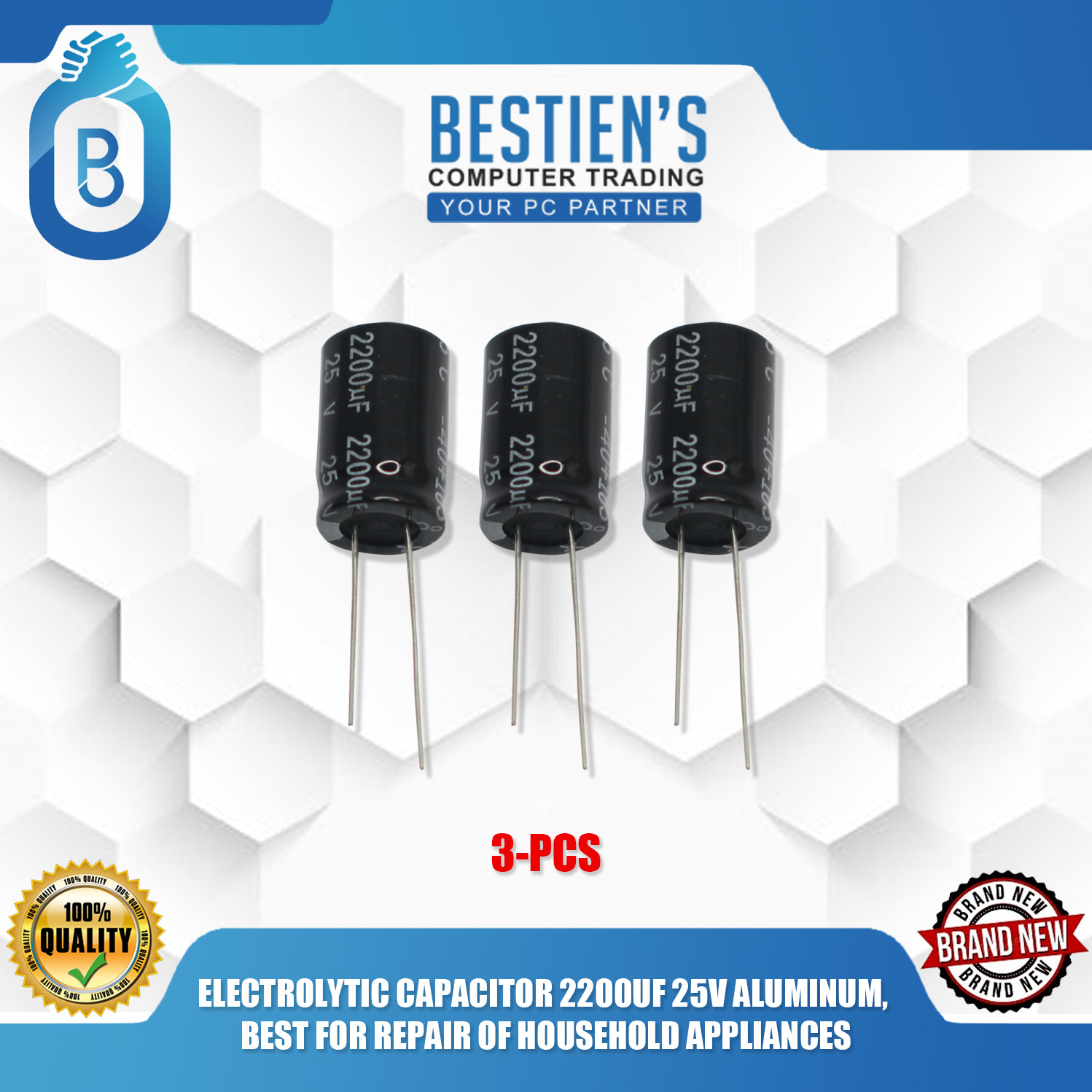 ELECTROLYTIC CAPACITOR 2200UF 25V ALUMINUM, BEST FOR REPAIR OF HOUSEHOLD APPLIANCES | Lazada PH