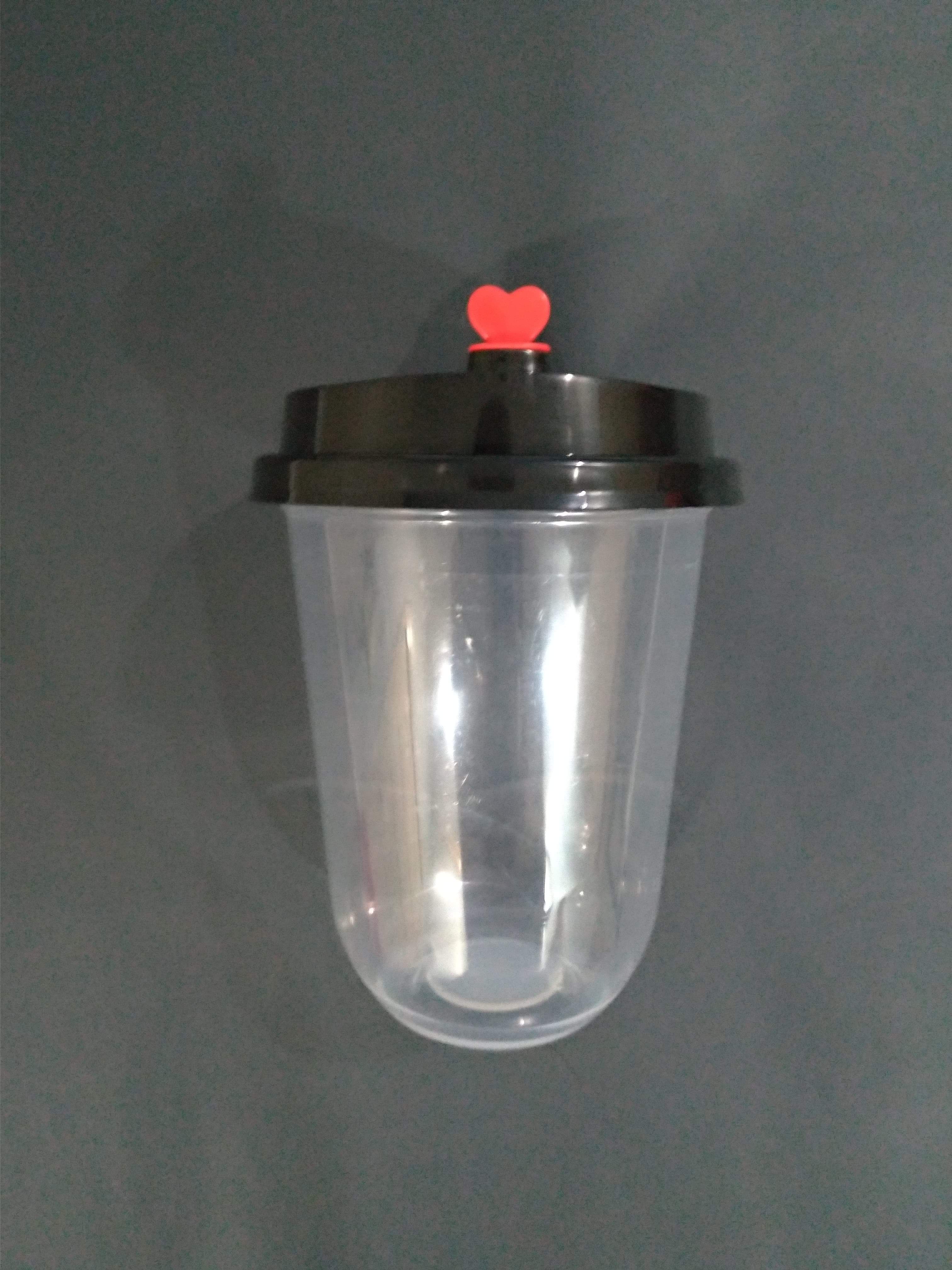 Plastic Cups / Milk Tea Cups - U Cups 16 oz with Lid Heart Black (set ...
