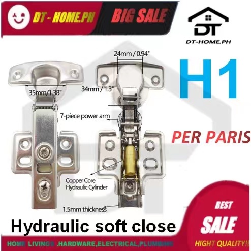 PER PAIRS -- Hydraulic Soft Close Concealed Hinges Regular for Cabinet DIY (1PAIR) C1.C2.C3,H1 ...