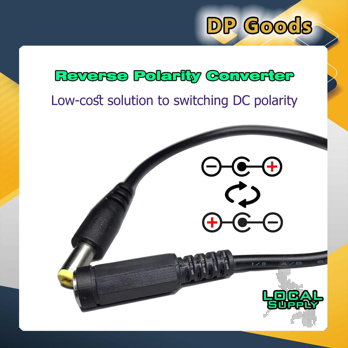 DPgoods Reverse Polarity Converter Cable Extension Center Negative ...