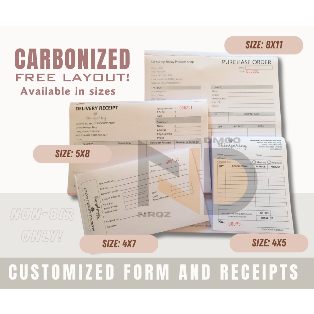 CUSTOMIZED CARBONIZED 4X7 ACKNOWLEDGEMENT/Provisional/Collection ...