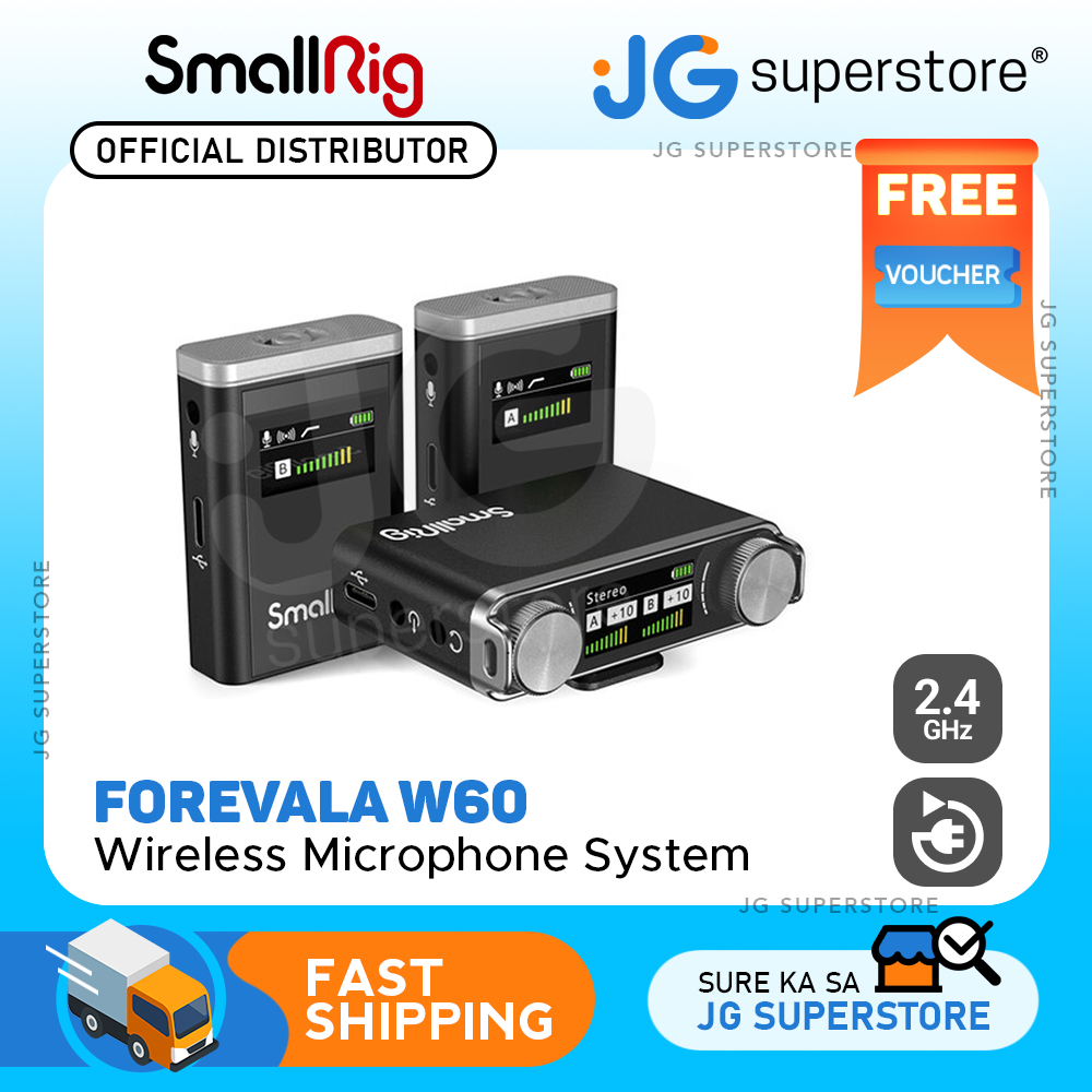 SmallRig Forevala W60 2-Person Compact Wireless Microphone System 2.4GHz with LCD Displays ...