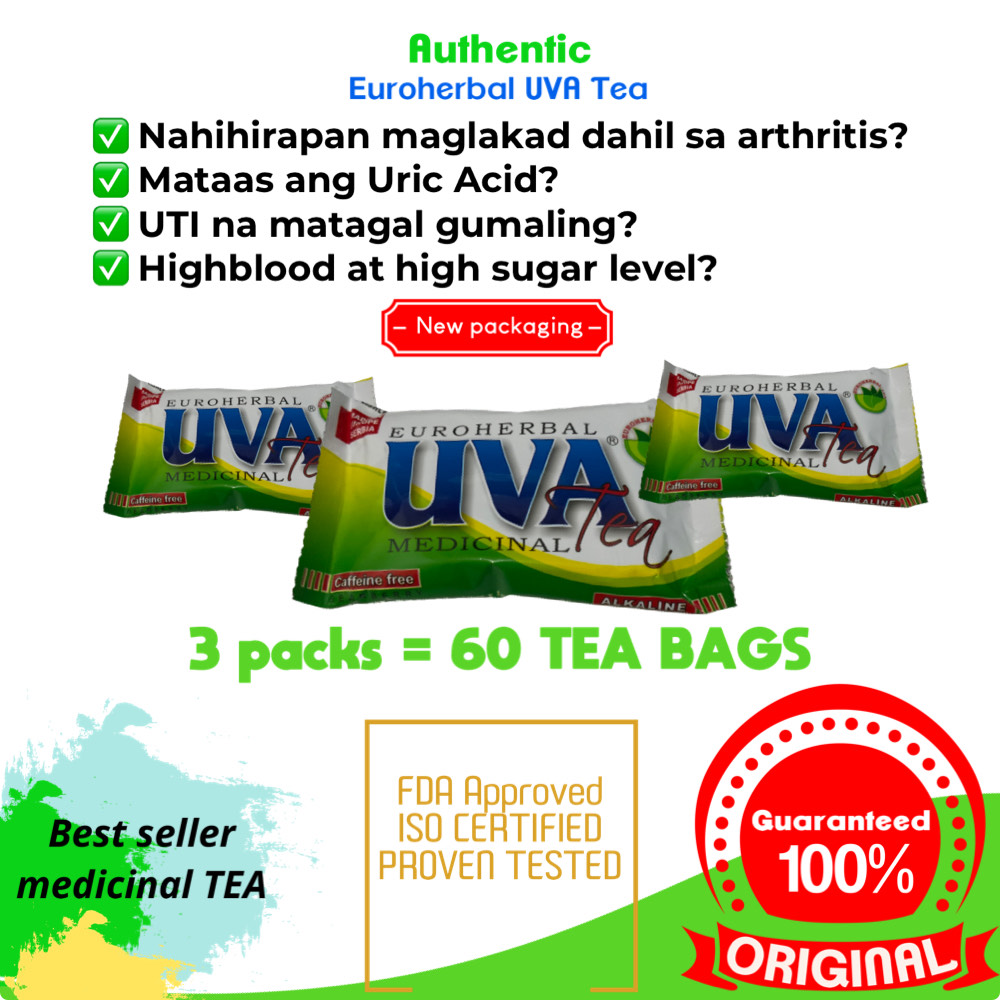 Euroherbal UVA Tea 3 Pack with 60 Tea bags (ORIGINAL) | Lazada PH