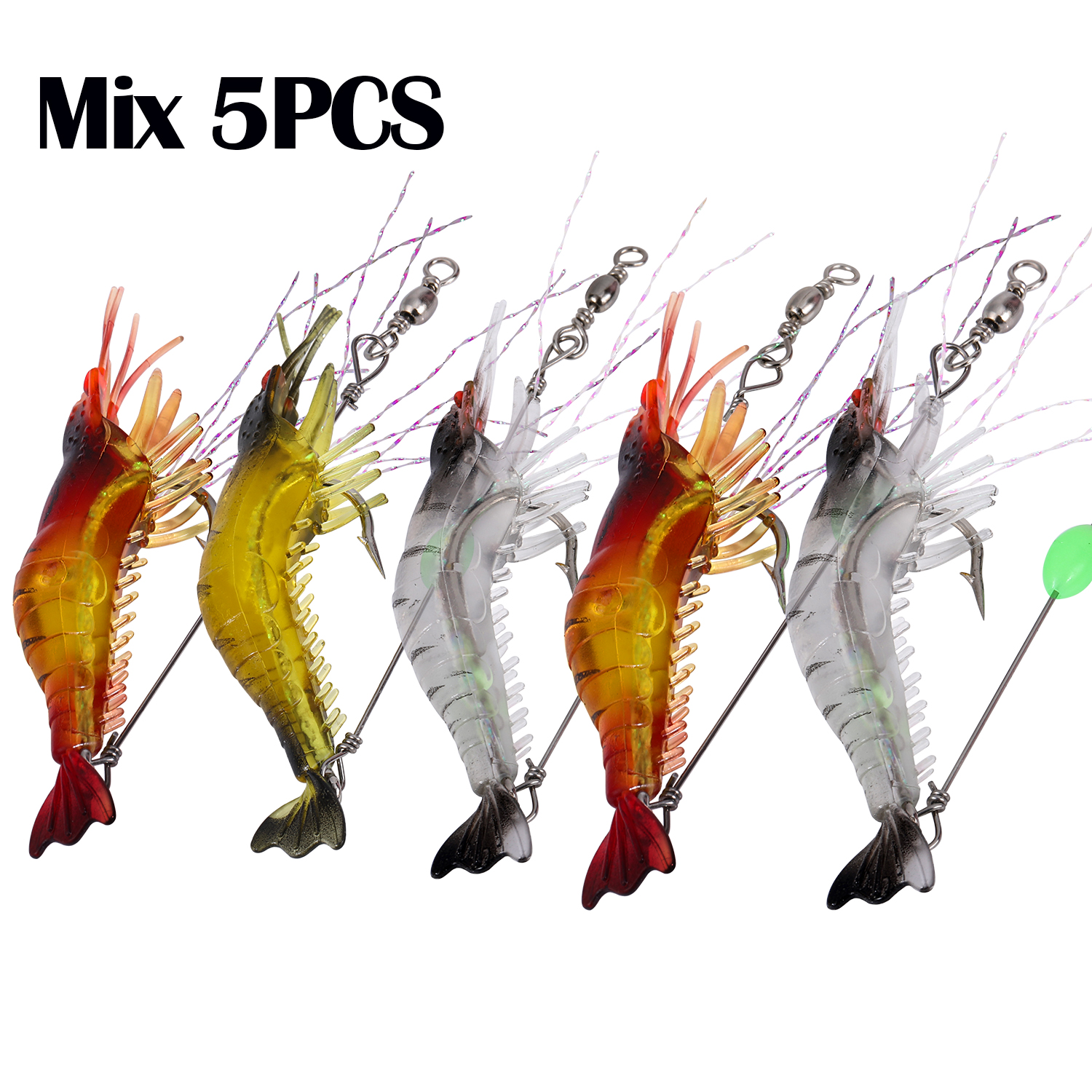 [COD]Soft Shrimp Bait Luminous Artificial Worm Fishing Lure Fishing ...