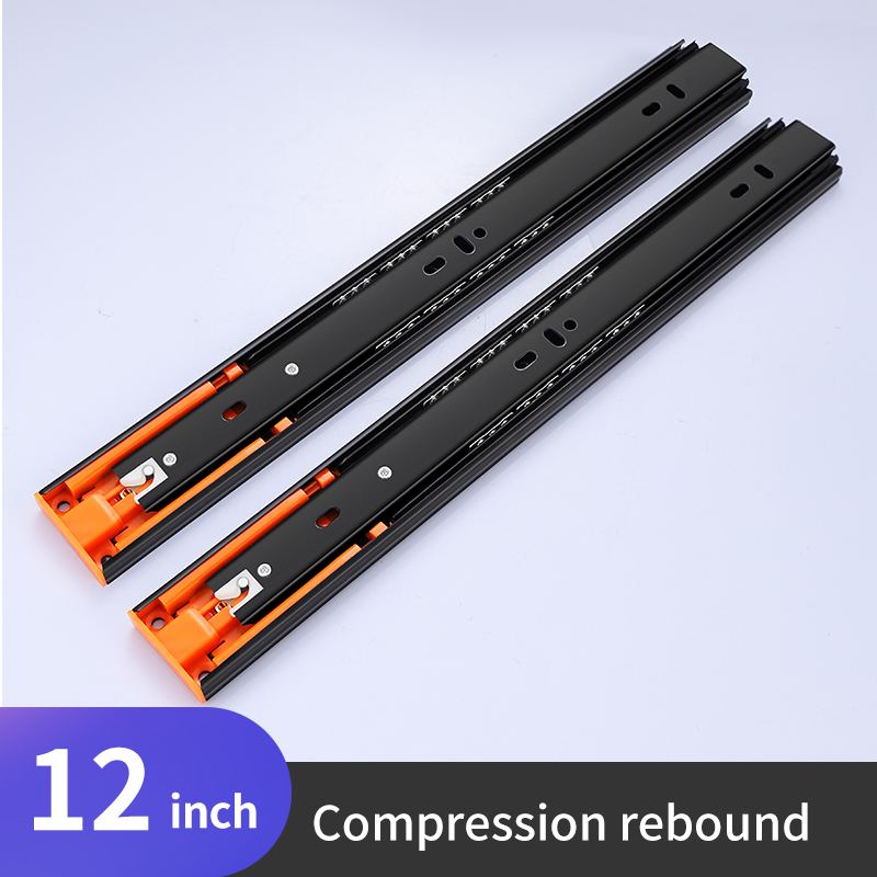 1 pair）Rebound three section rail press type self popping drawer rail ...