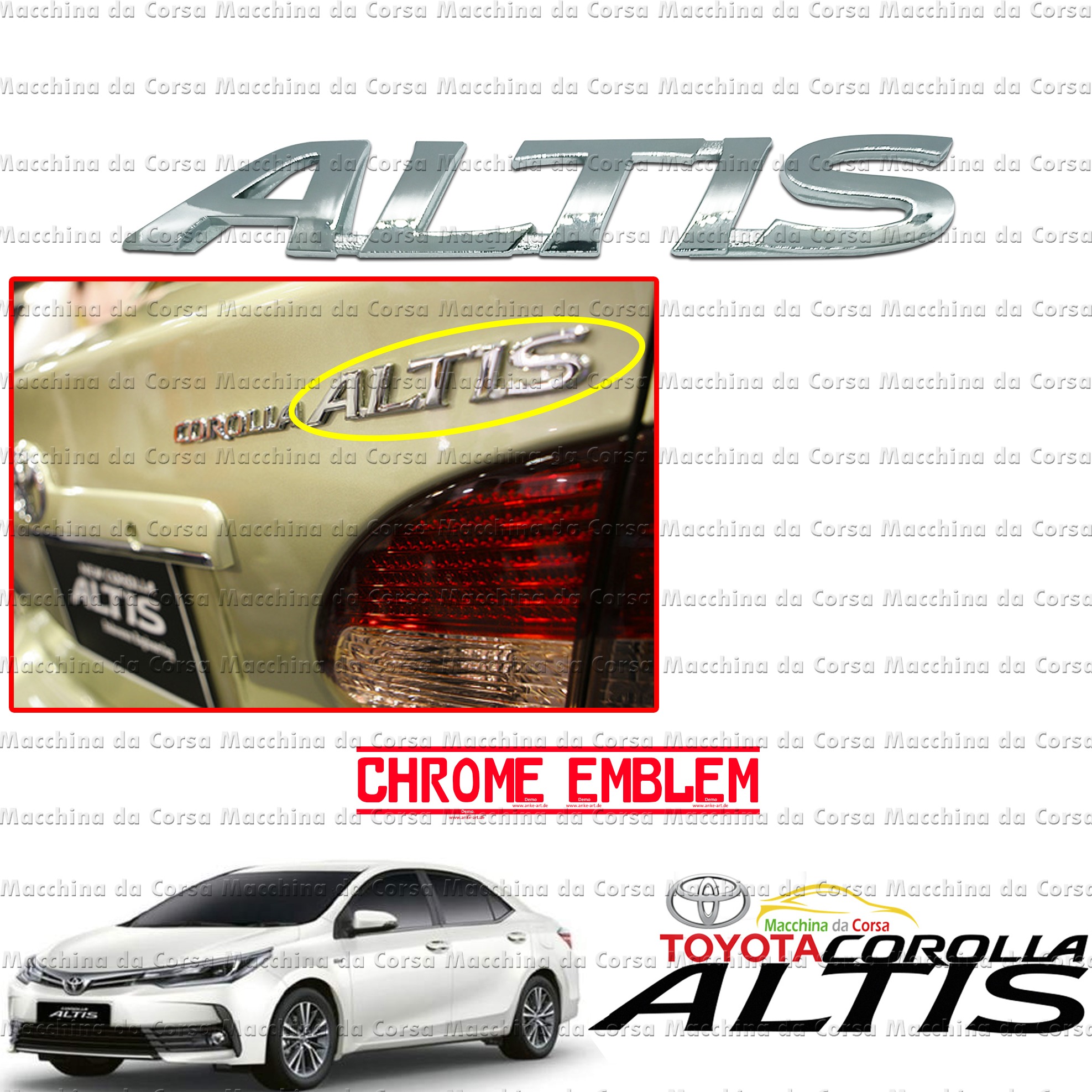 Altis Word Emblem Badge for Toyota Corolla Altis (Chrome Coated ...