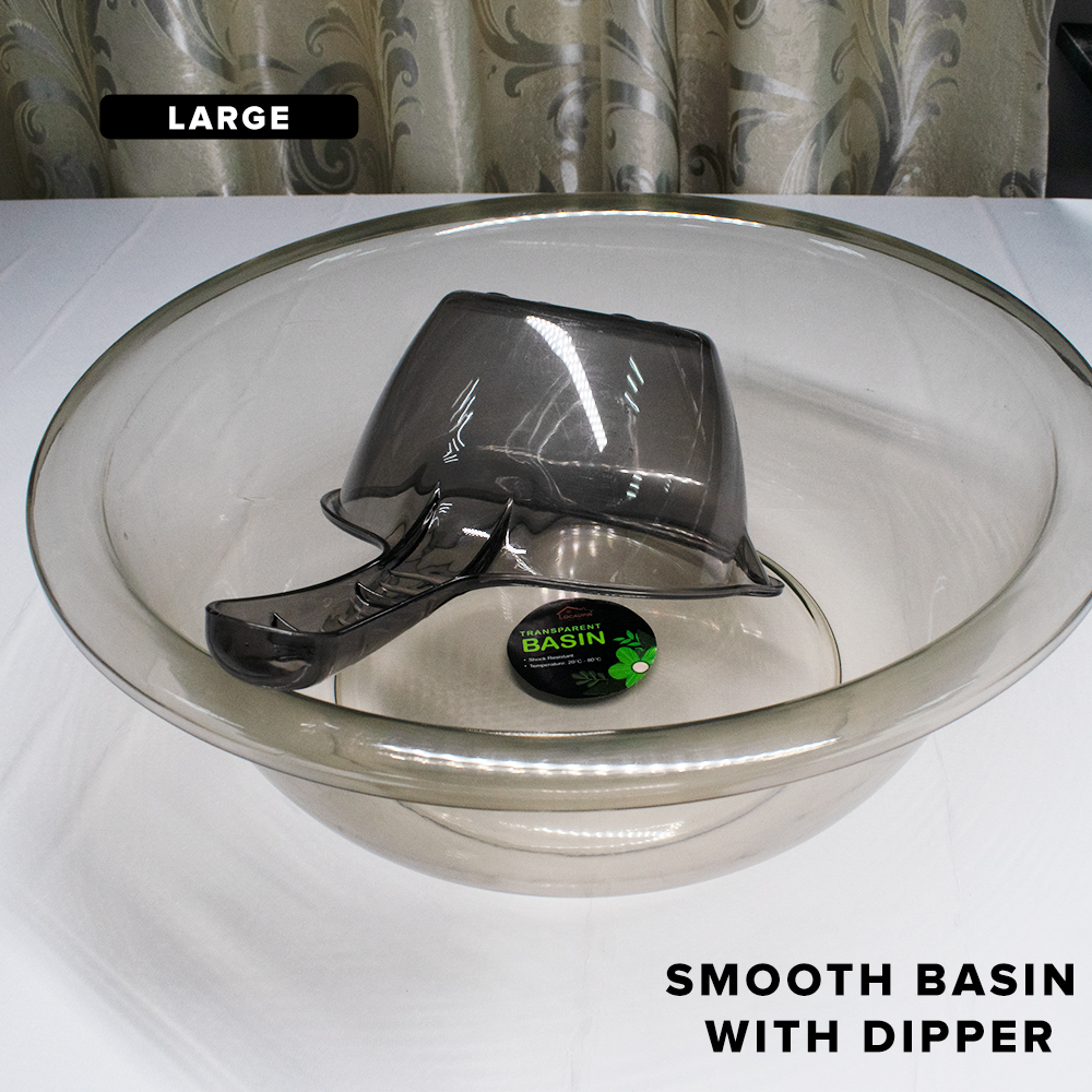 CCN Round Smooth Transparent Wash Basin Multipurpose Dish Tub Bucket ...