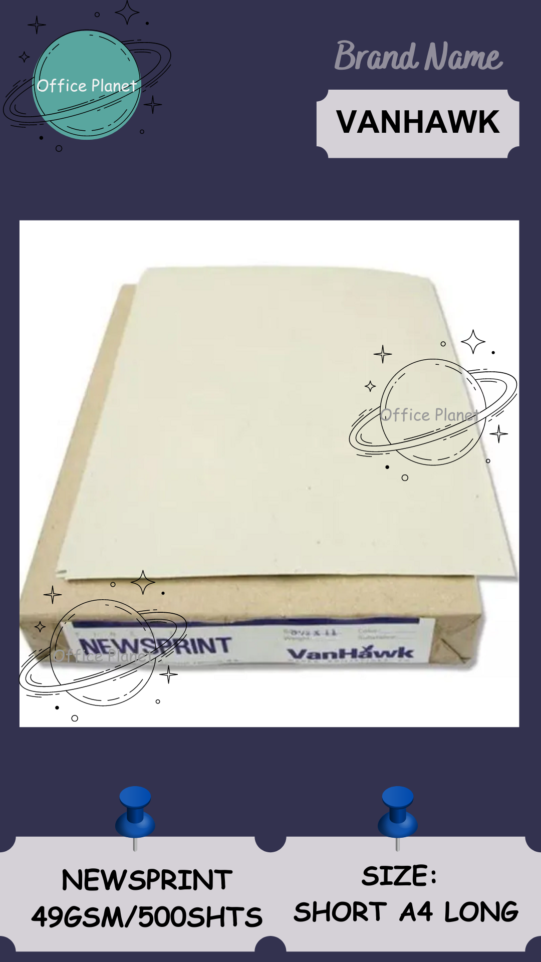 Newsprint Paper 49gsm Short /A4/ Long / Legal VHP Van Hawk | Lazada PH