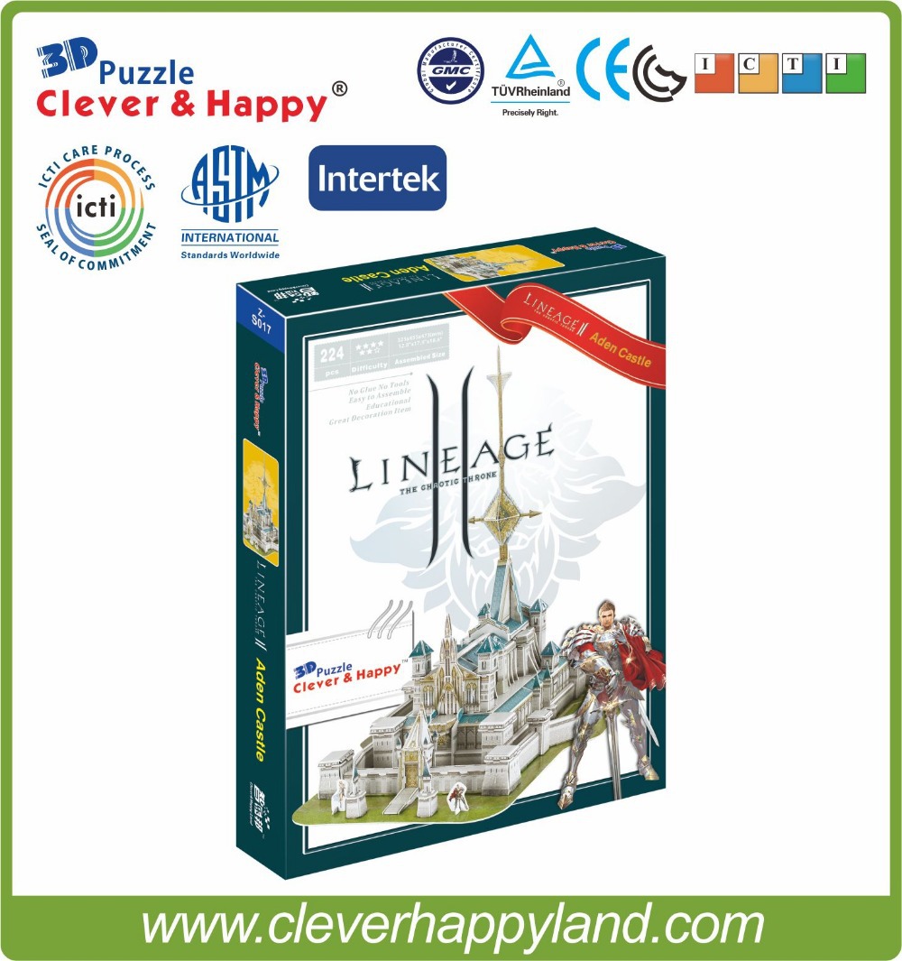 Best selling toy 3d puzzle game Lineage 2 Aden Castle paper model ...