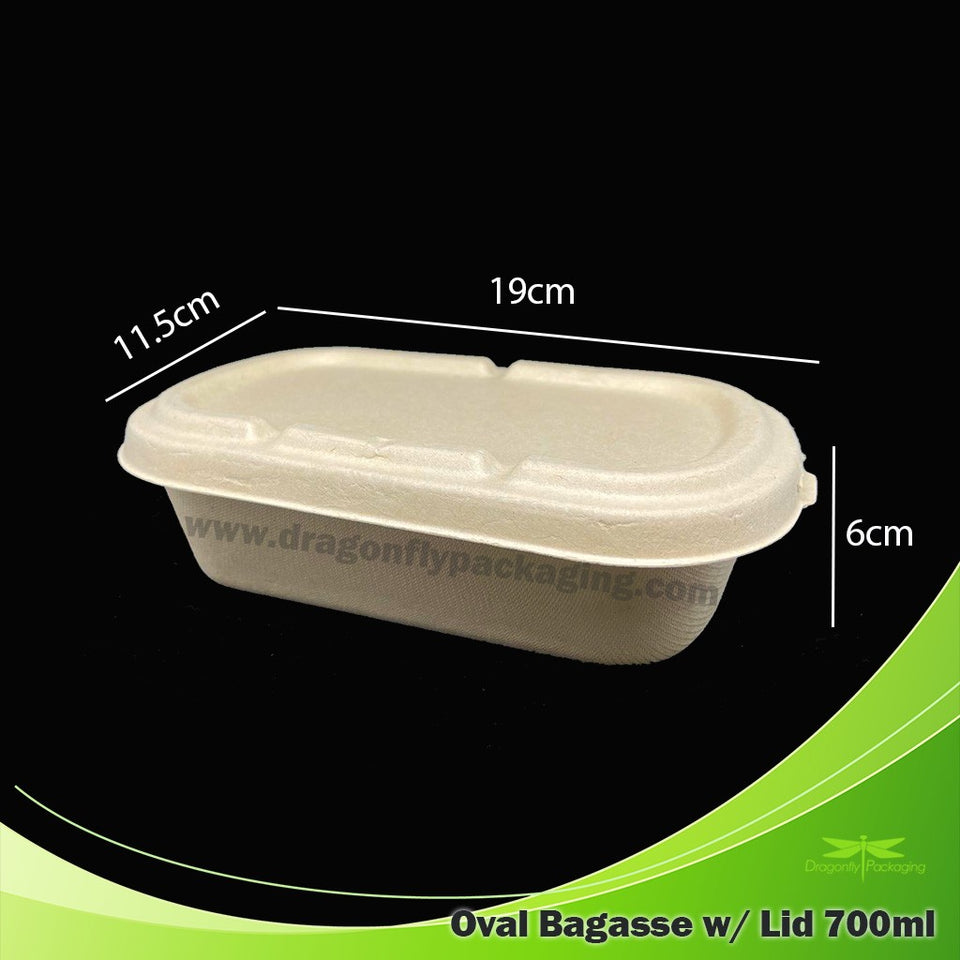[Wholesale] Dragonfly Packaging 700ml Sugarcane Bagasse Oval Food Box ...