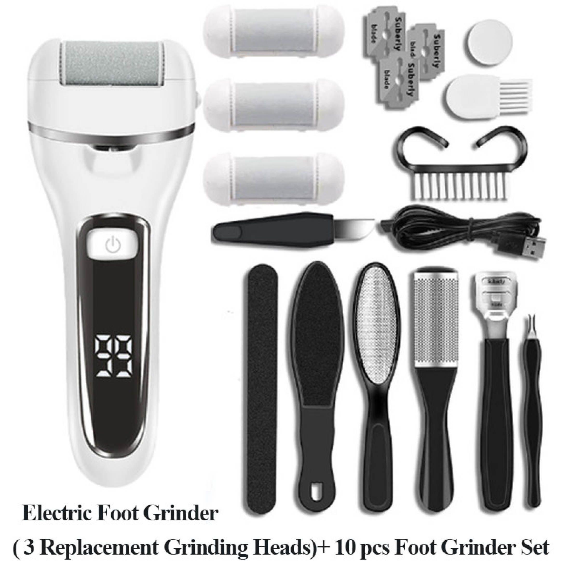 New Electric Foot Scrubbers Digital Display Rechargeable Pedicure ...