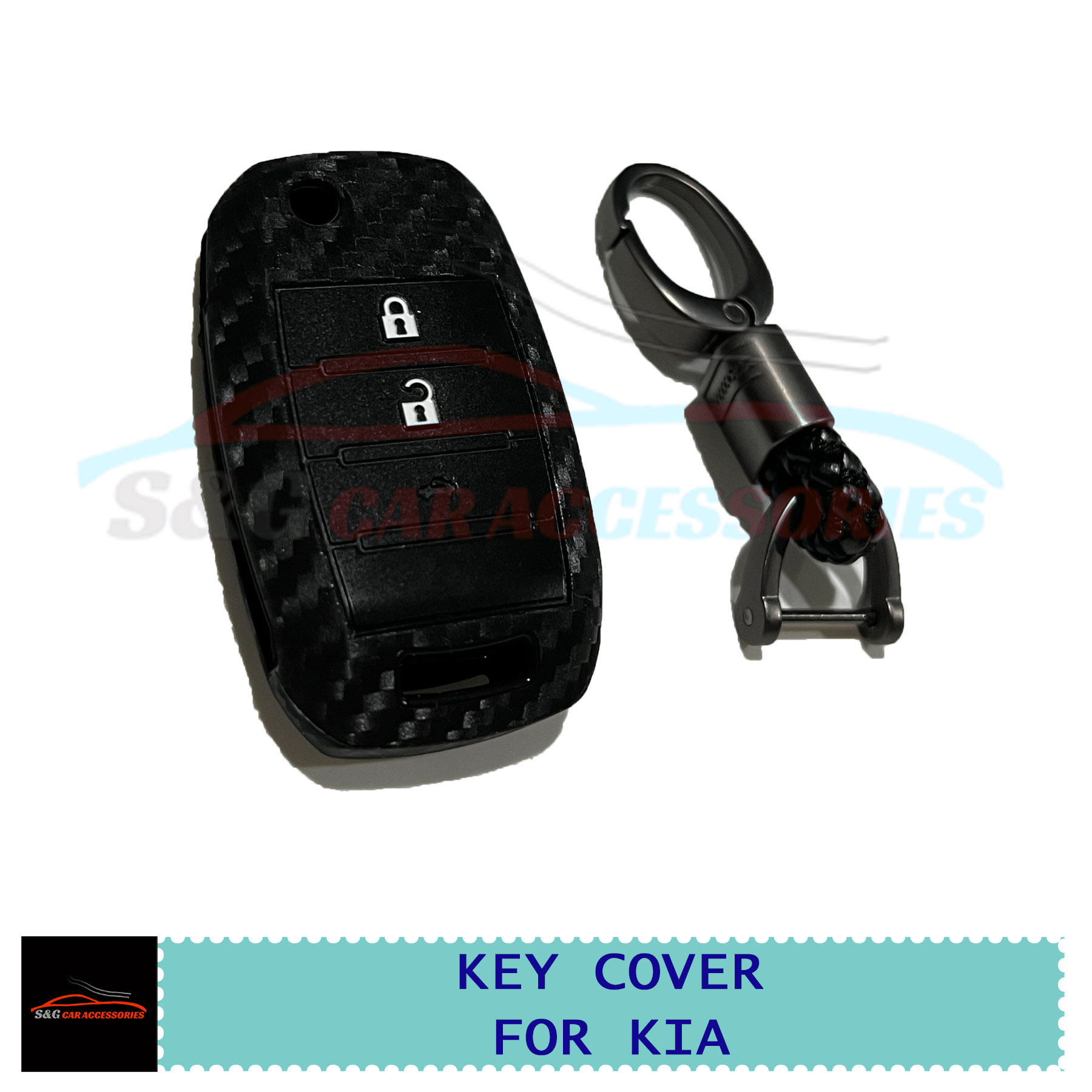 Carbon Fiber Silicone Car Flip Key Remote Cover for Kia Stonic, Kia ...