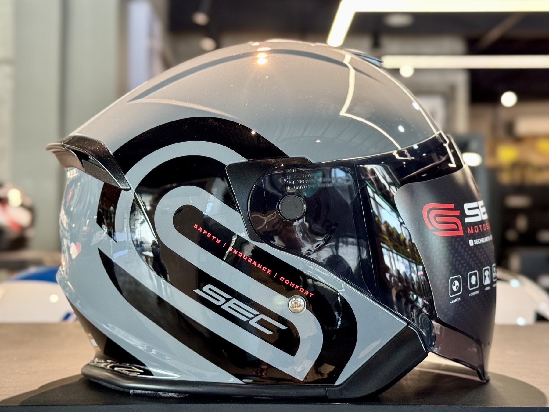 SEC Mist Brand Half Face Dual Visor Helmet with Free Extra Clear Visor ...