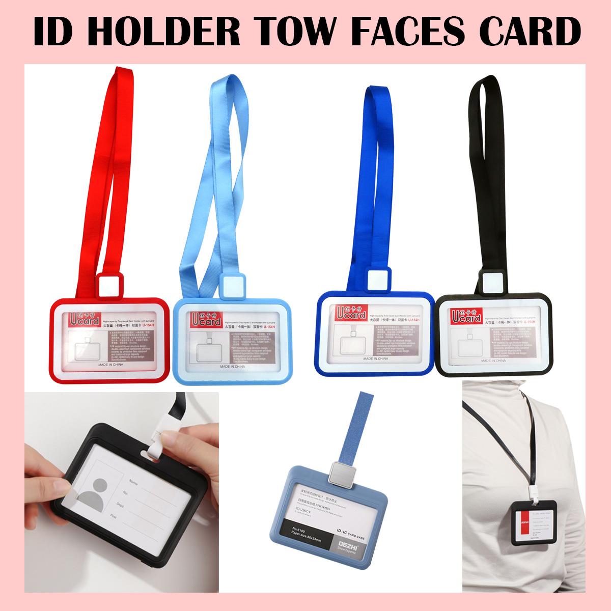 ID CARD HOLDER Horizontal random color (1pcs) PP Material, flip-up ...