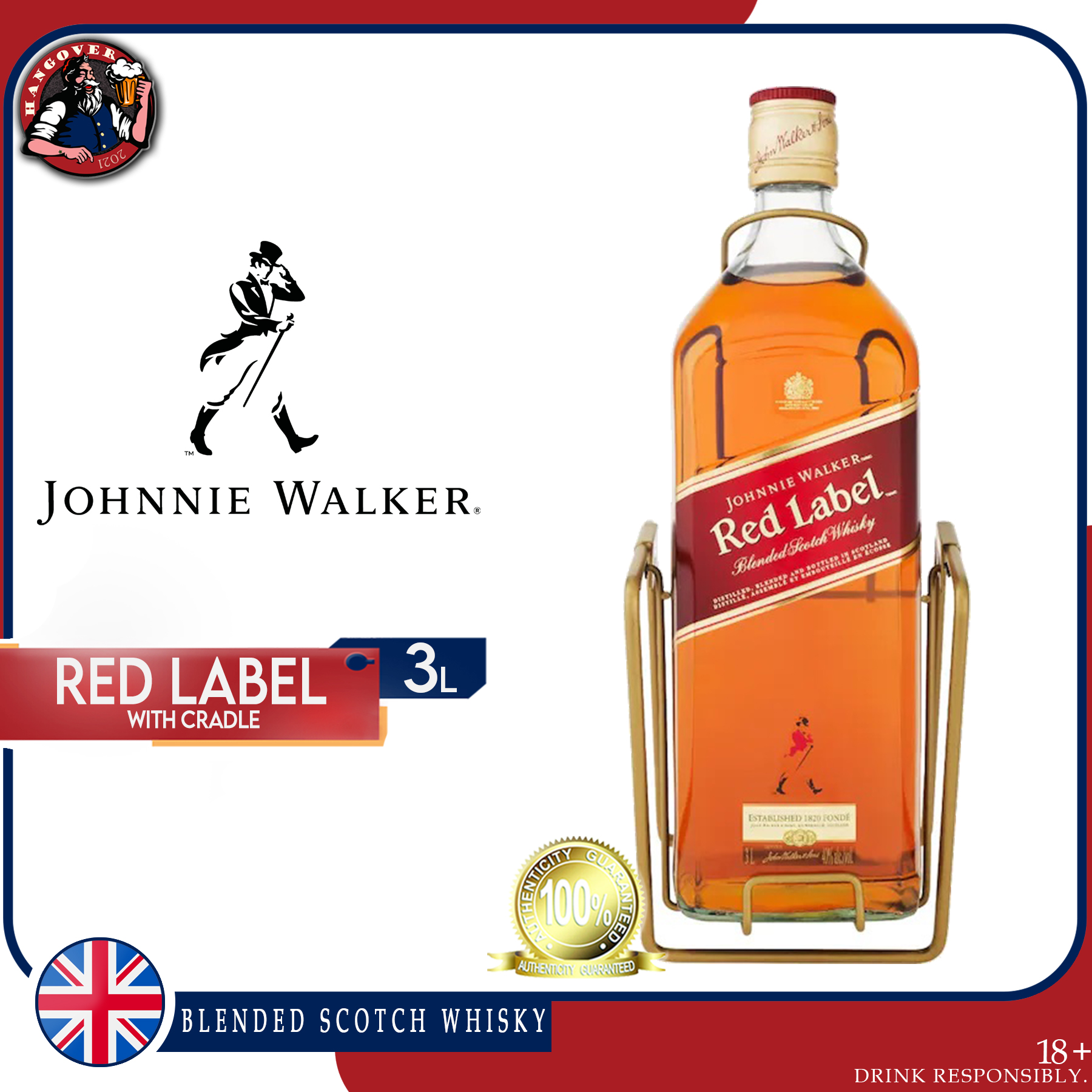 Johnnie Walker - Red Label - 3L with Cradle | Blended Scotch Whisky ...