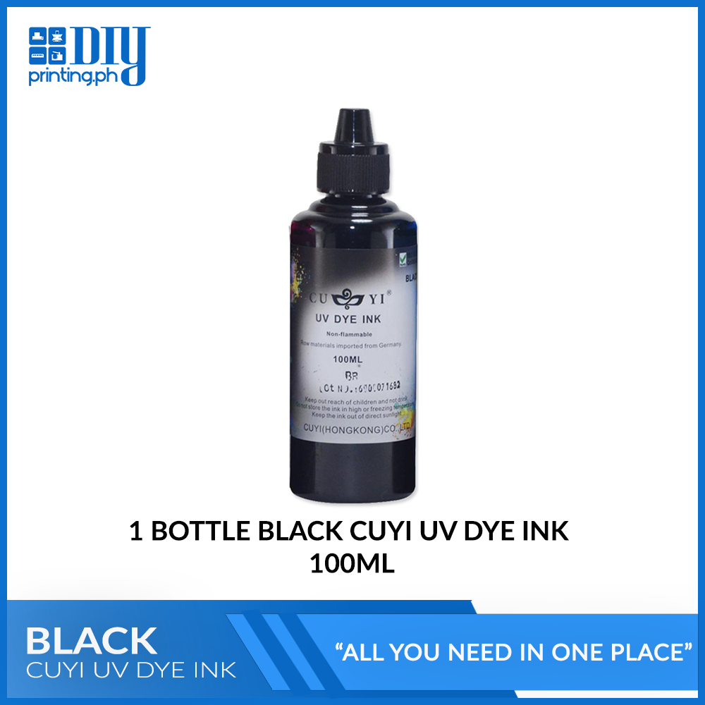 Cuyi UV Dye Ink 1 Bottle 100ml BLACK Universal Inks for Epson, Canon ...