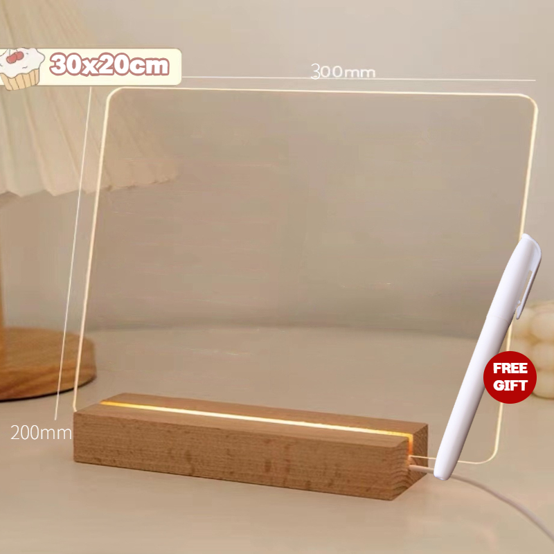USB Acrylic Message Board Night Light Daily Note Transparent Board ...