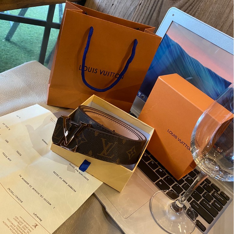 For Couple LV Men Belts Women Belts with Box Gold Genuine Leather ...