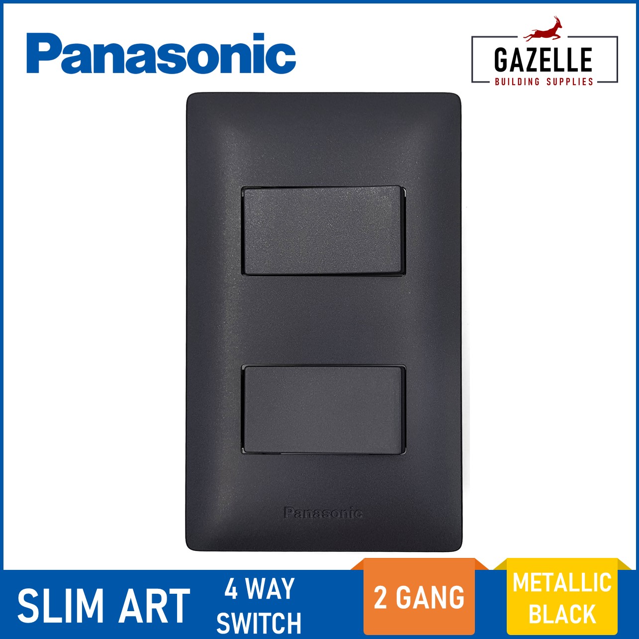 Panasonic Slim Art 4 Way Switch - 2 Gang (Snow White / Metallic Gray ...