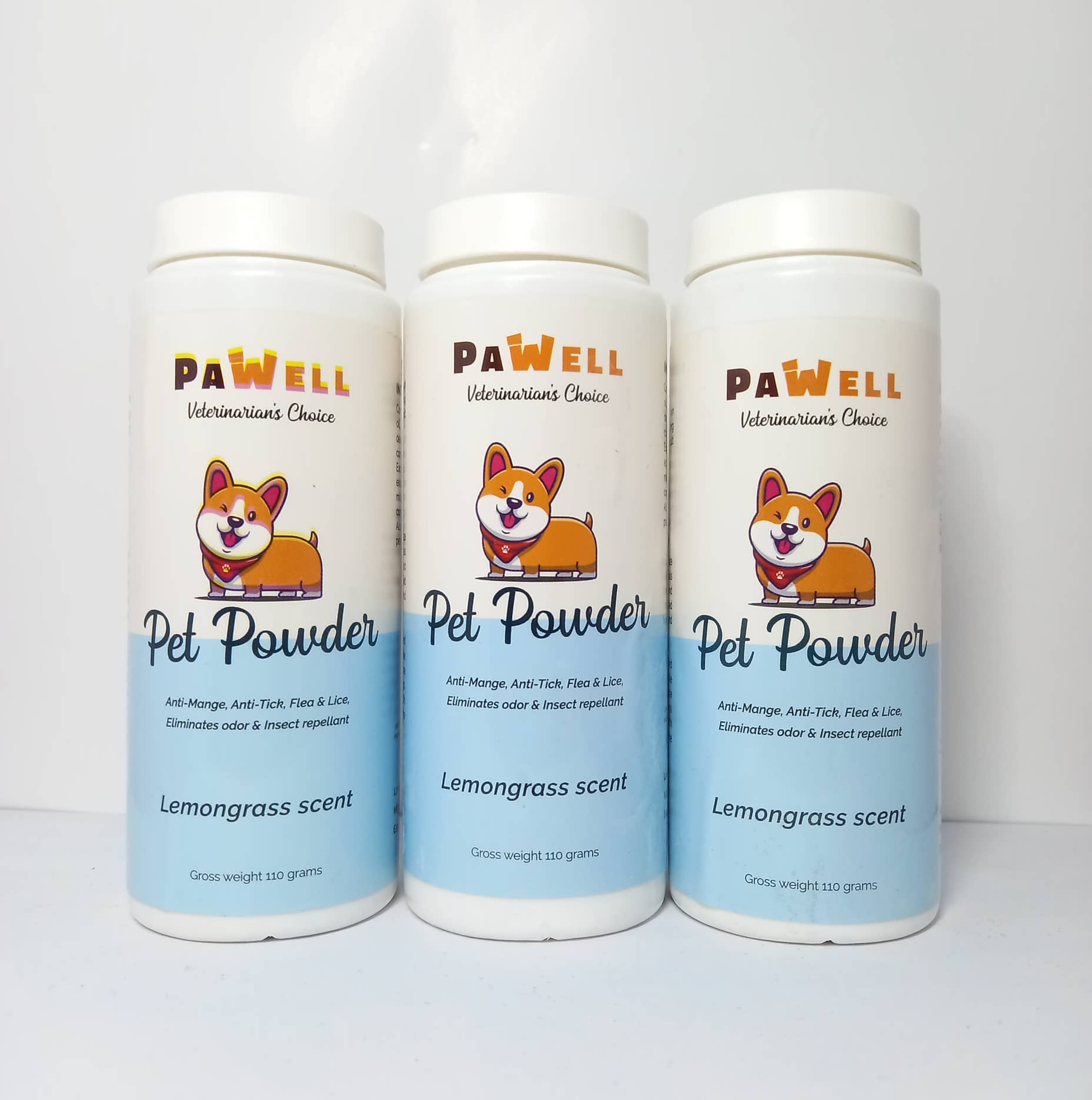 [VET SUPPORT] 3pcs Pawell Pet Powder 110grams Lemongrass Scent / Anti ...