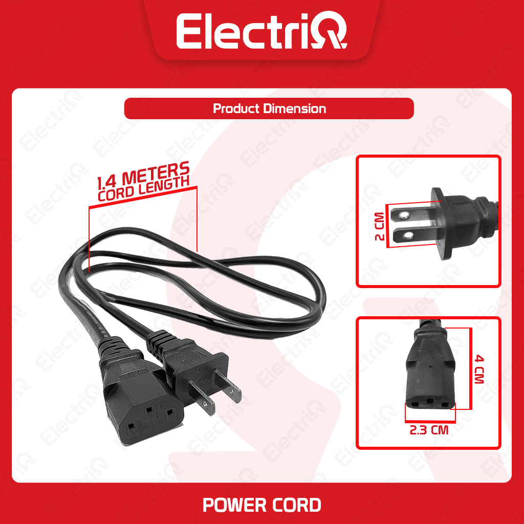 Electriq Round / Flat type Cord 2/3 Pin Power Cord Heavy Duty for ...