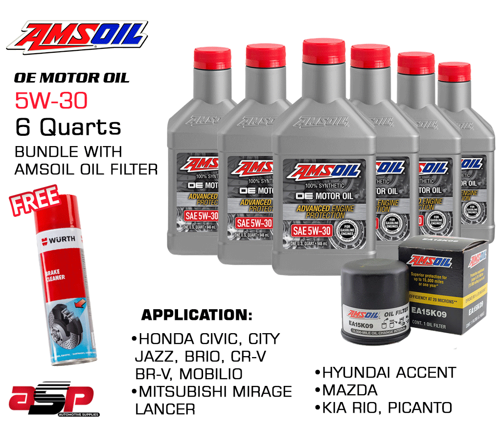 AMSOIL OE 5w-30 100% Synthetic Motor Oil 6 Quarts Bundle for Subaru ...